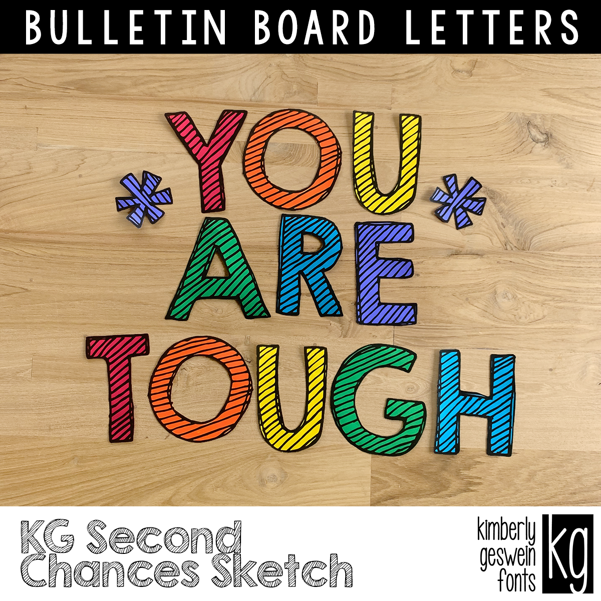 KG Second Chances Sketch Bulletin Board Letters - Kimberly Geswein Fonts